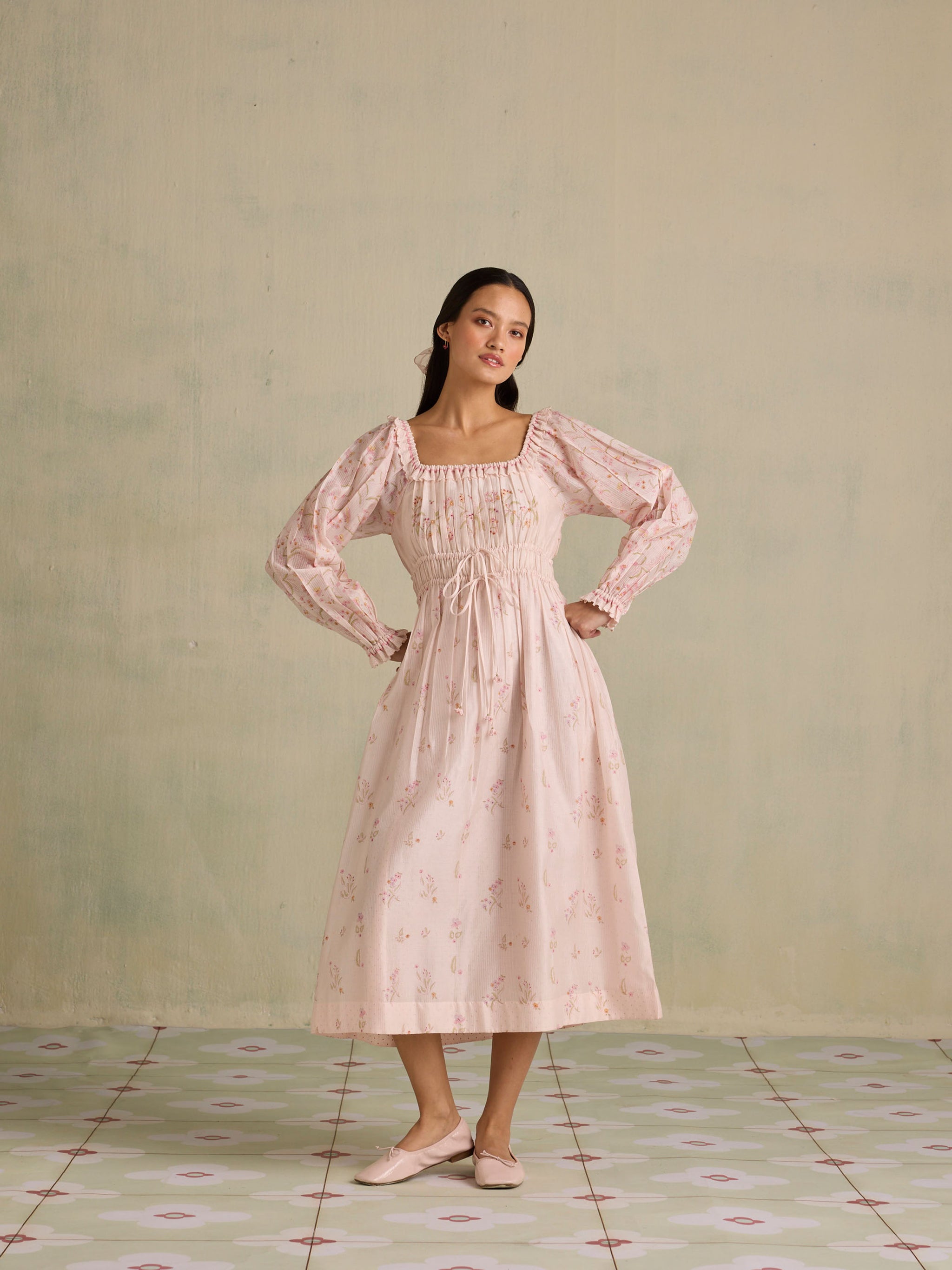 Vivacity Shirred Dress | Cotton Silk | Vibrant Pink| Buna Studio