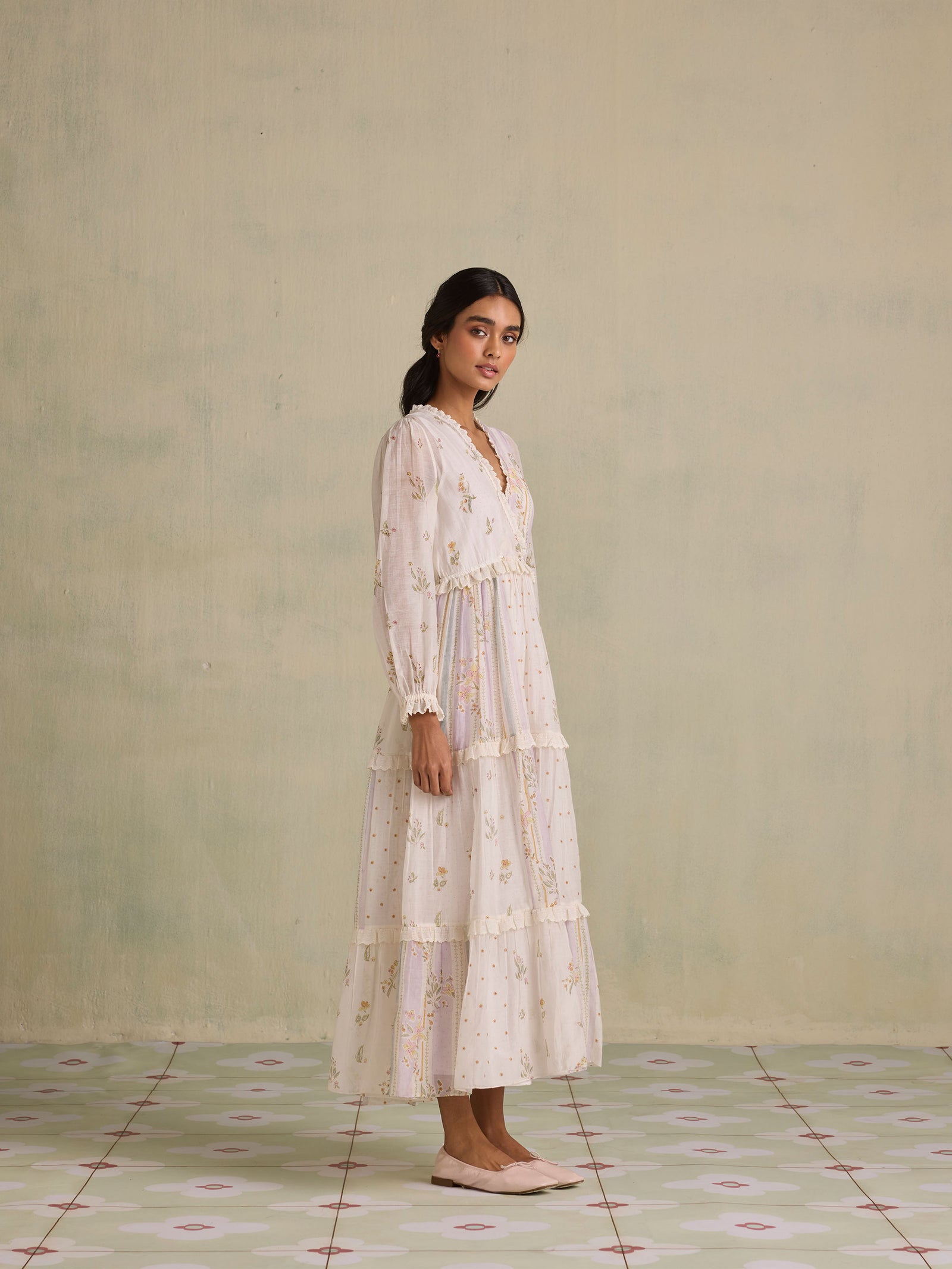 Glimmer of Joy Tier Dress | Artisanal Spring Wrap Maxi | Buna Studio