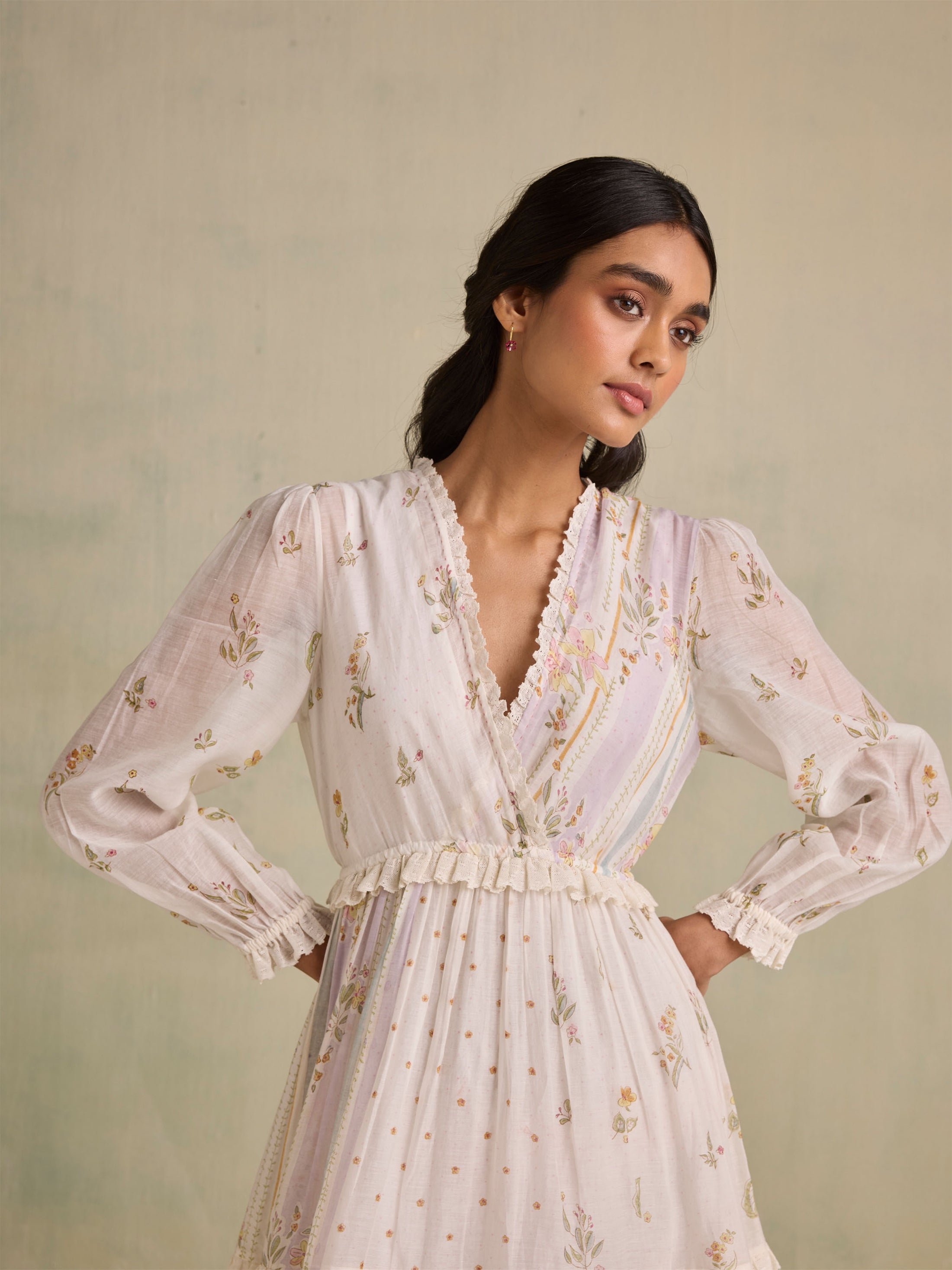 Glimmer of Joy Tier Dress | Artisanal Spring Wrap Maxi | Buna Studio