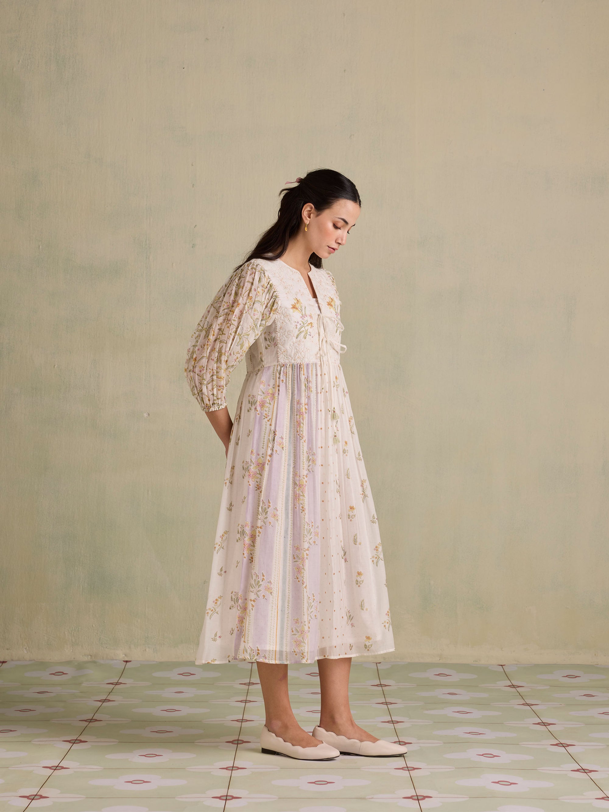Myths & Motifs Dress | Chintz Hand Block Prints | Quilted Yoke | Buna ...