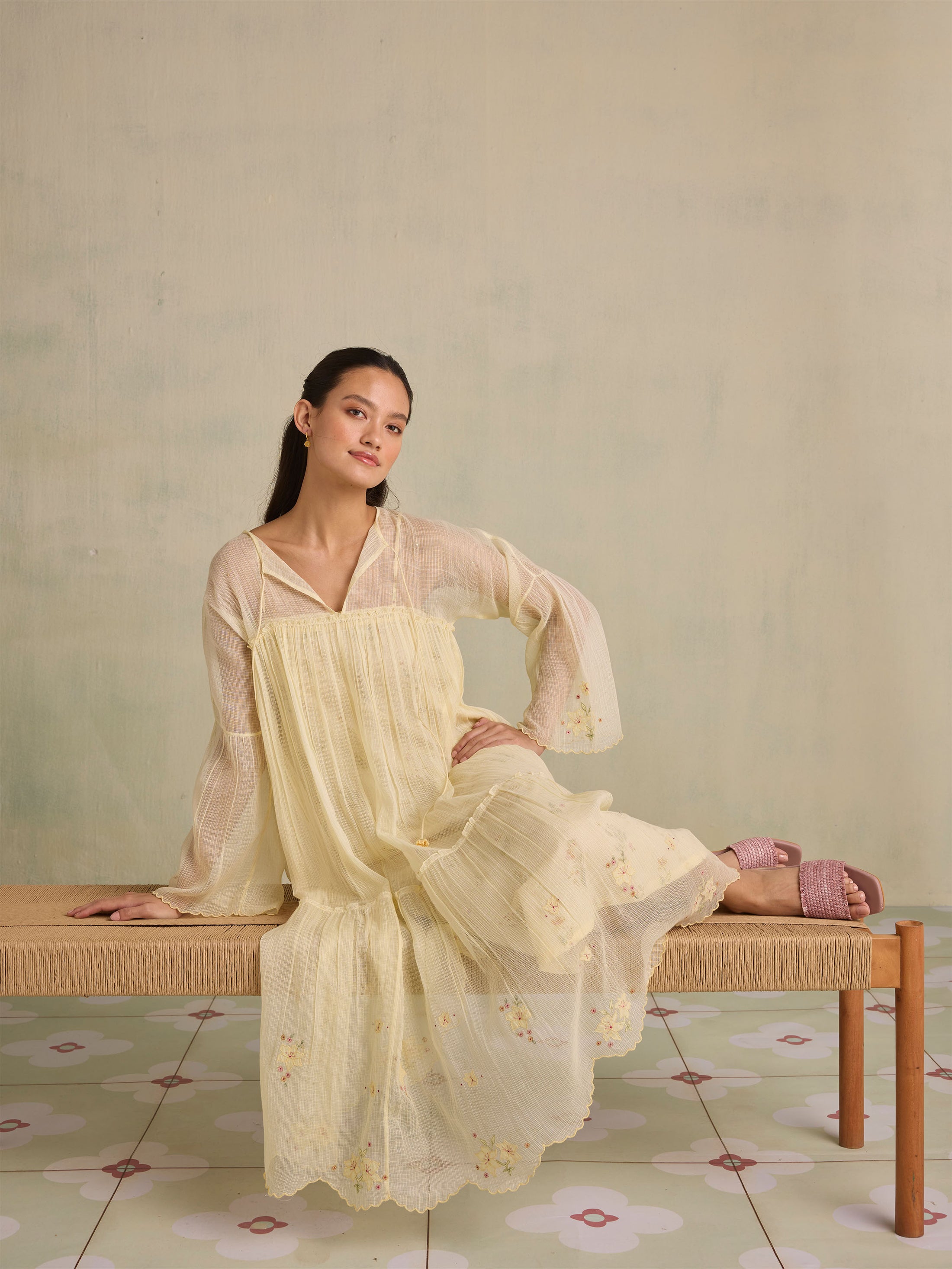 Sundance Sheer Dress | Floral Appliqué | Buna Studio