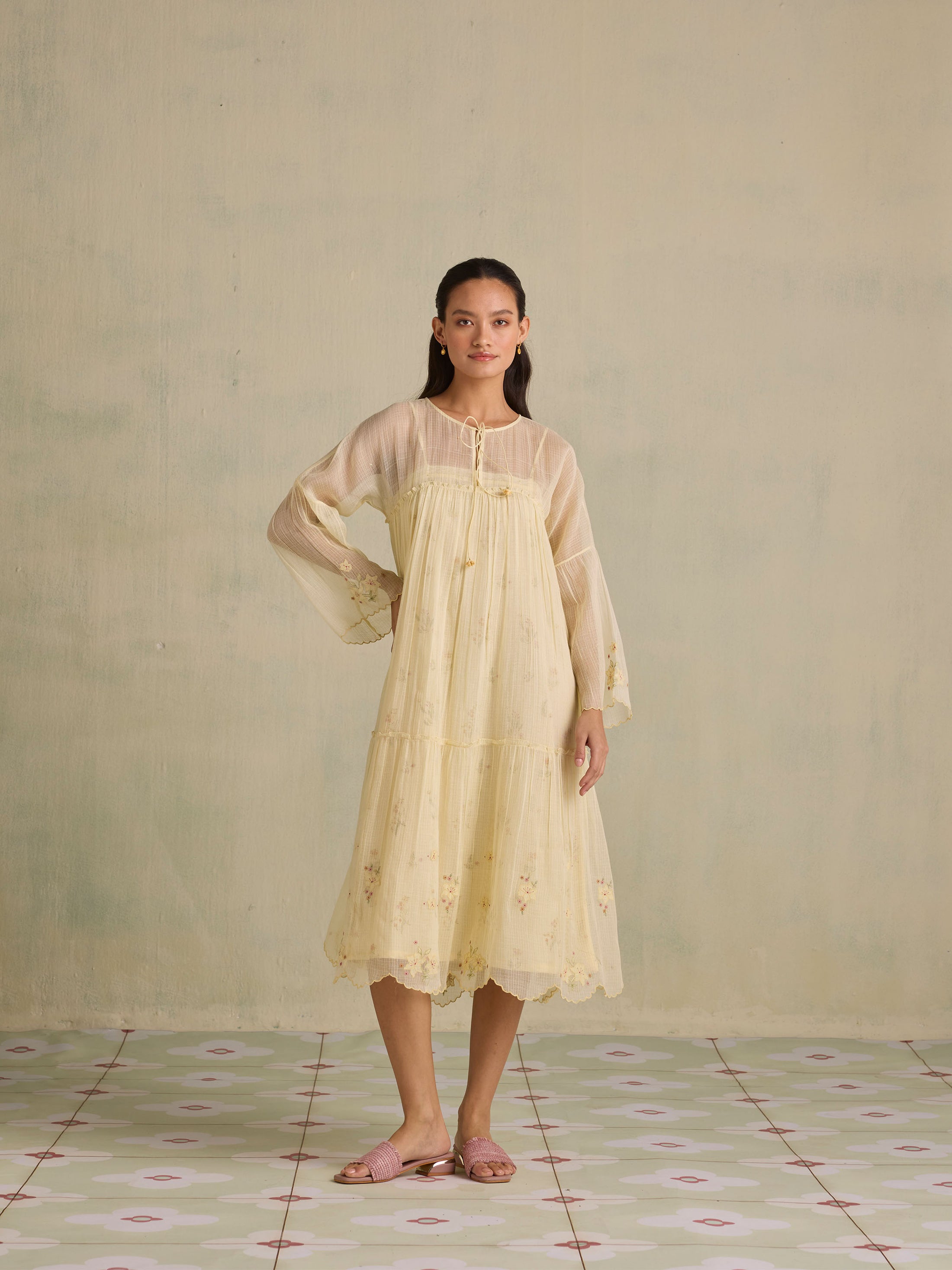 Sundance Sheer Dress | Floral Appliqué | Buna Studio