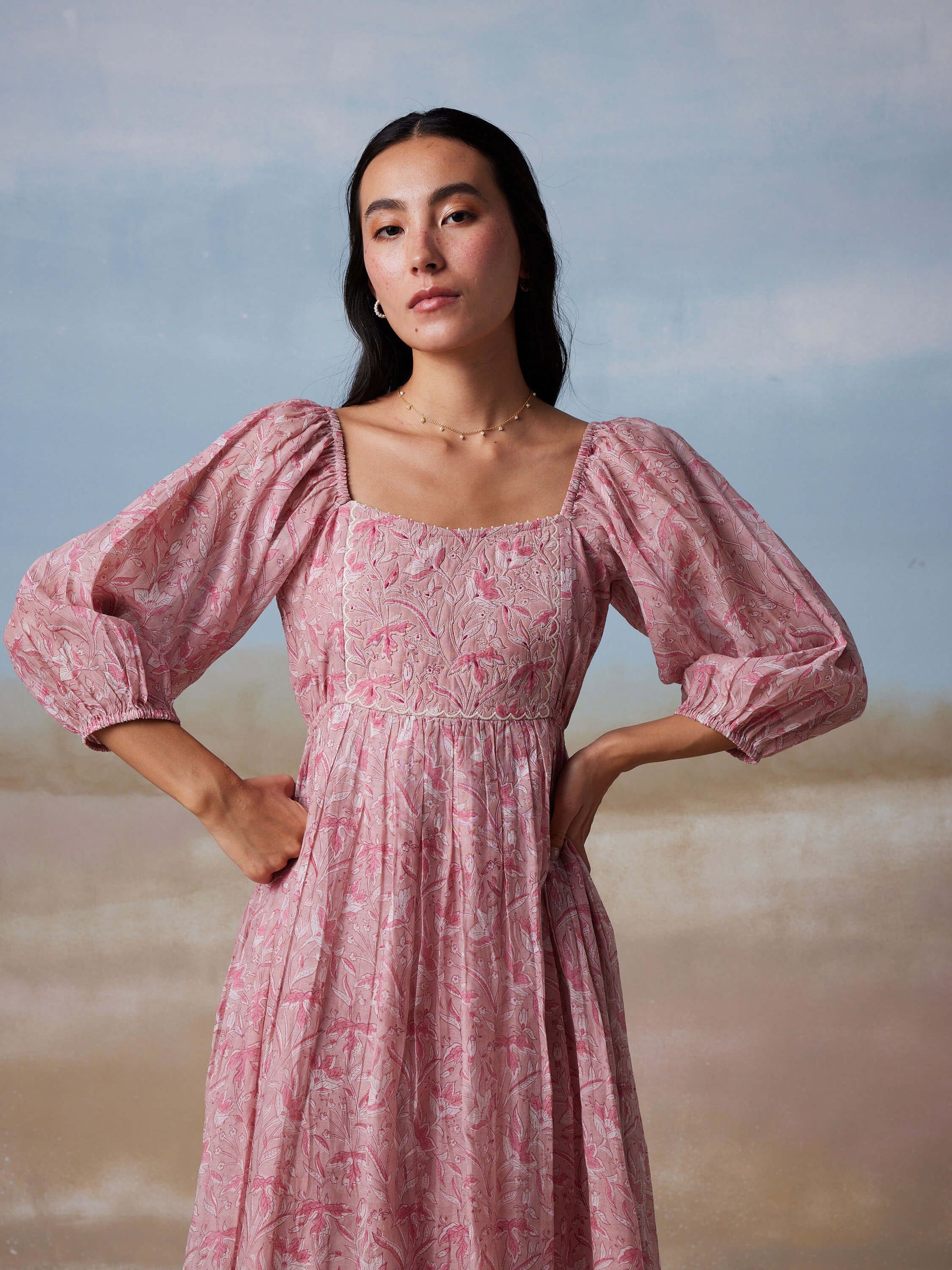 Bougainvillea Quilt Midi Dress: Chic & Flattering Style