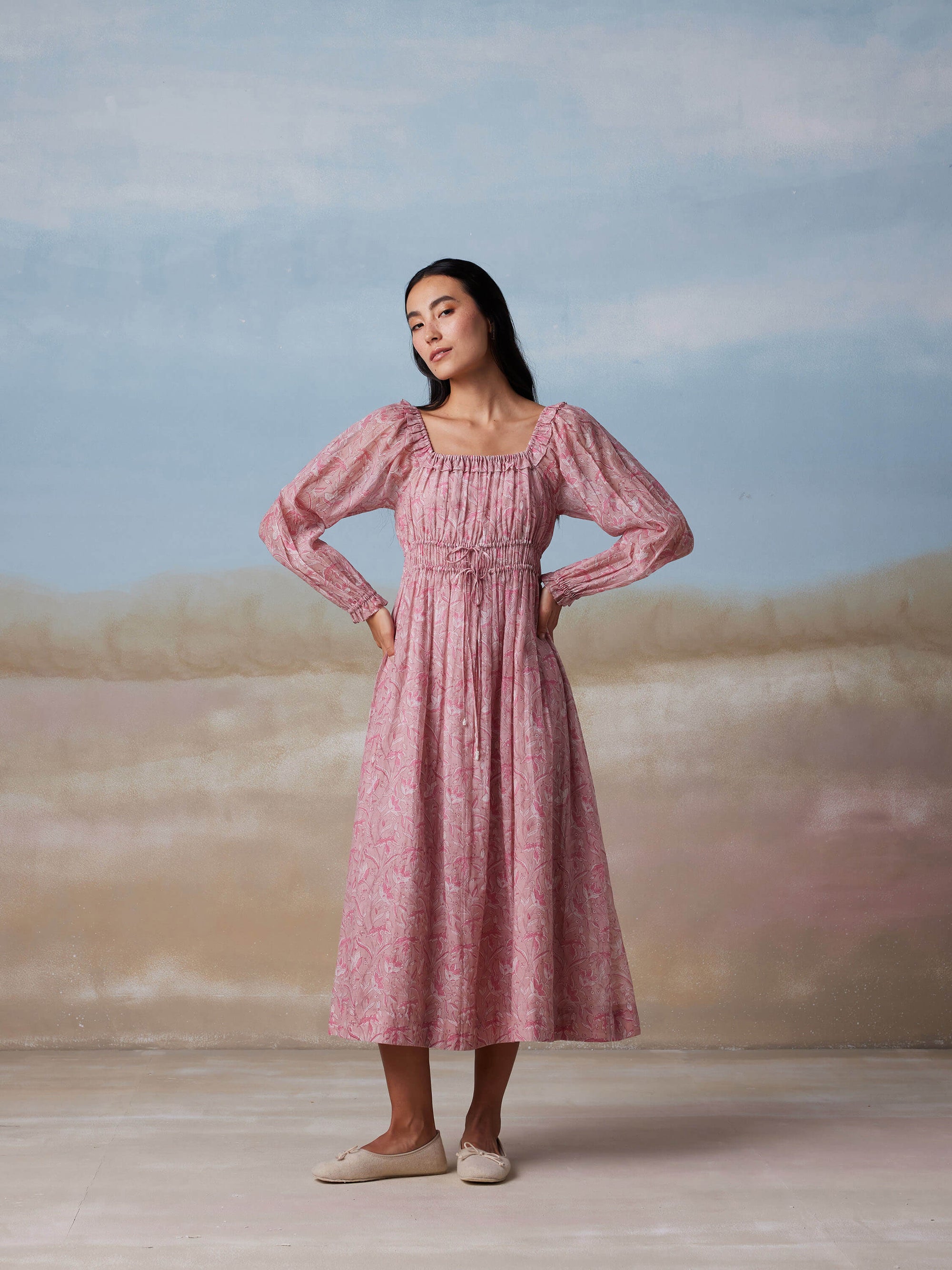 Calla Lily Shirred Midi Dress: Shop Elegant Summer Dresses