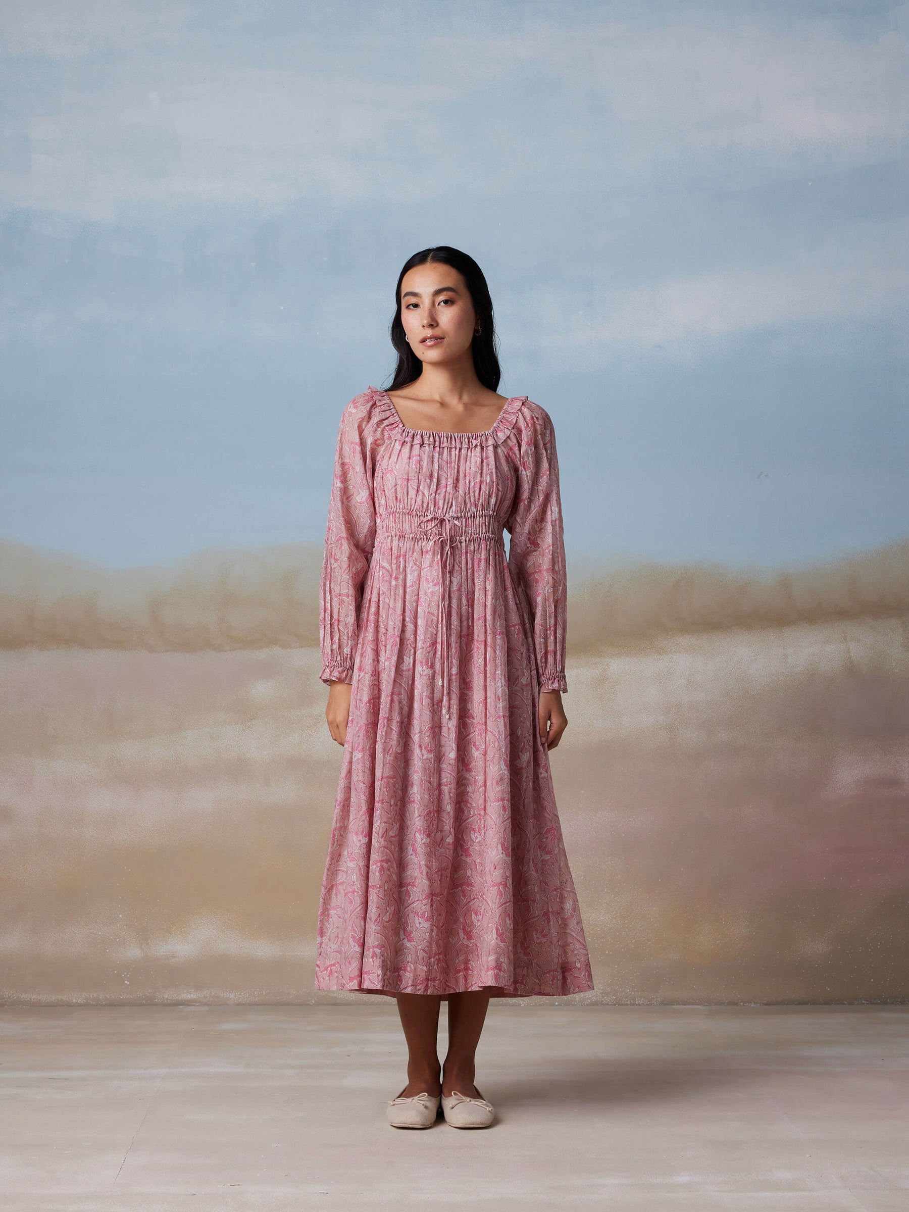 Calla Lily Shirred Midi Dress: Shop Elegant Summer Dresses