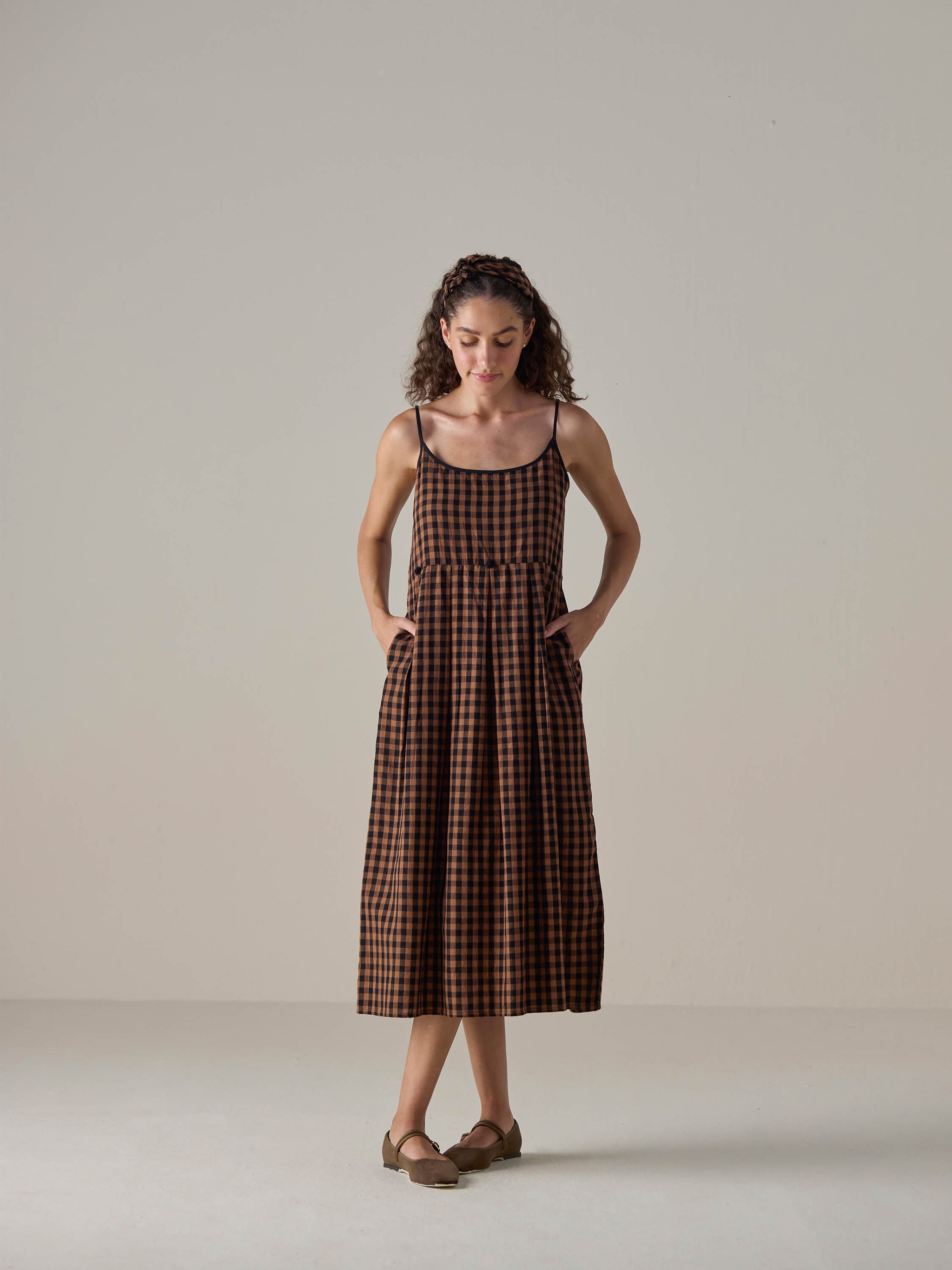 Auburn Check Slip Dress | Fall 24 | Collection: Folktale | Buna Studio