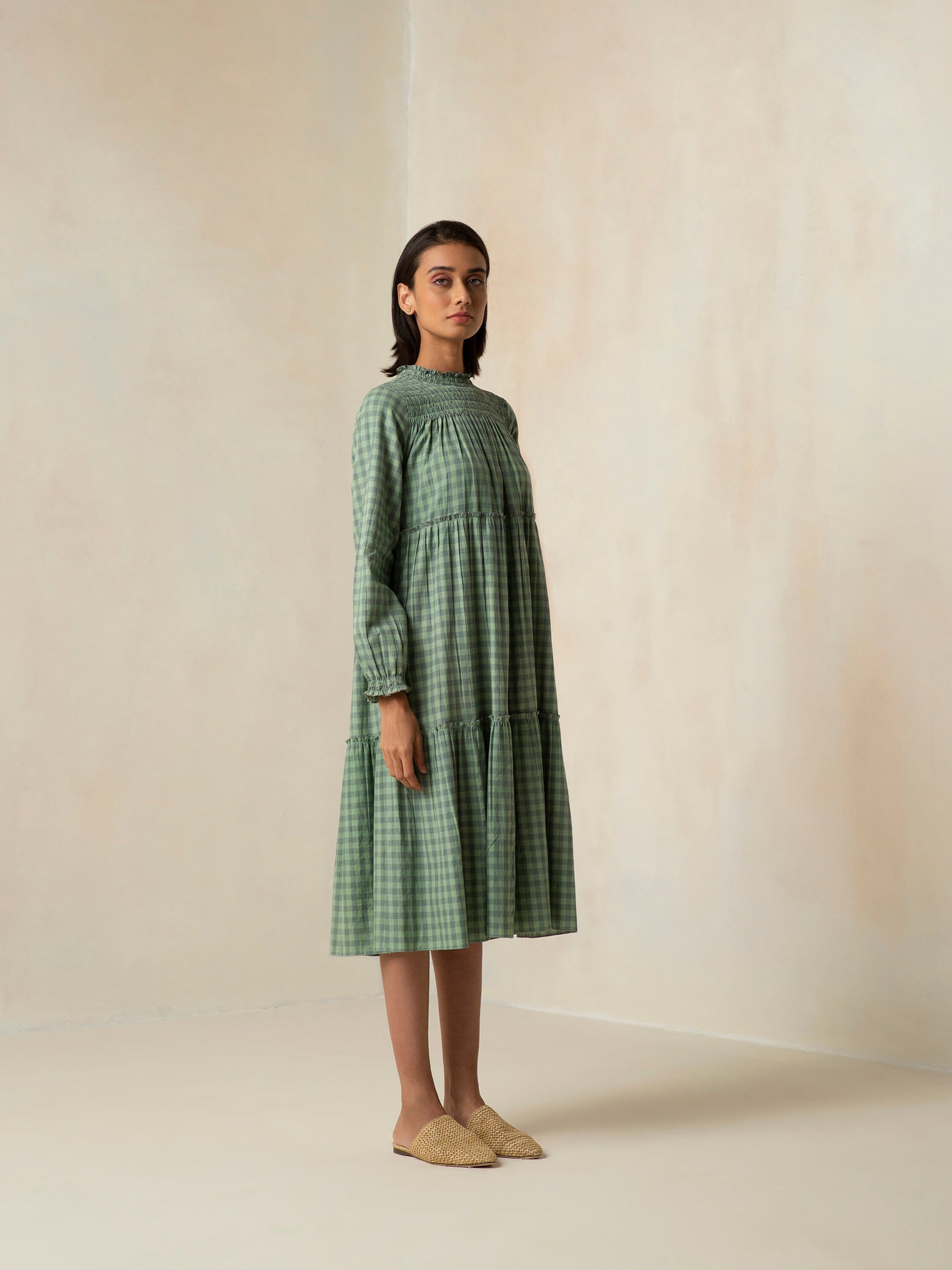 Forest Portraits Dress | 100% Handwoven Cotton | Olive Green