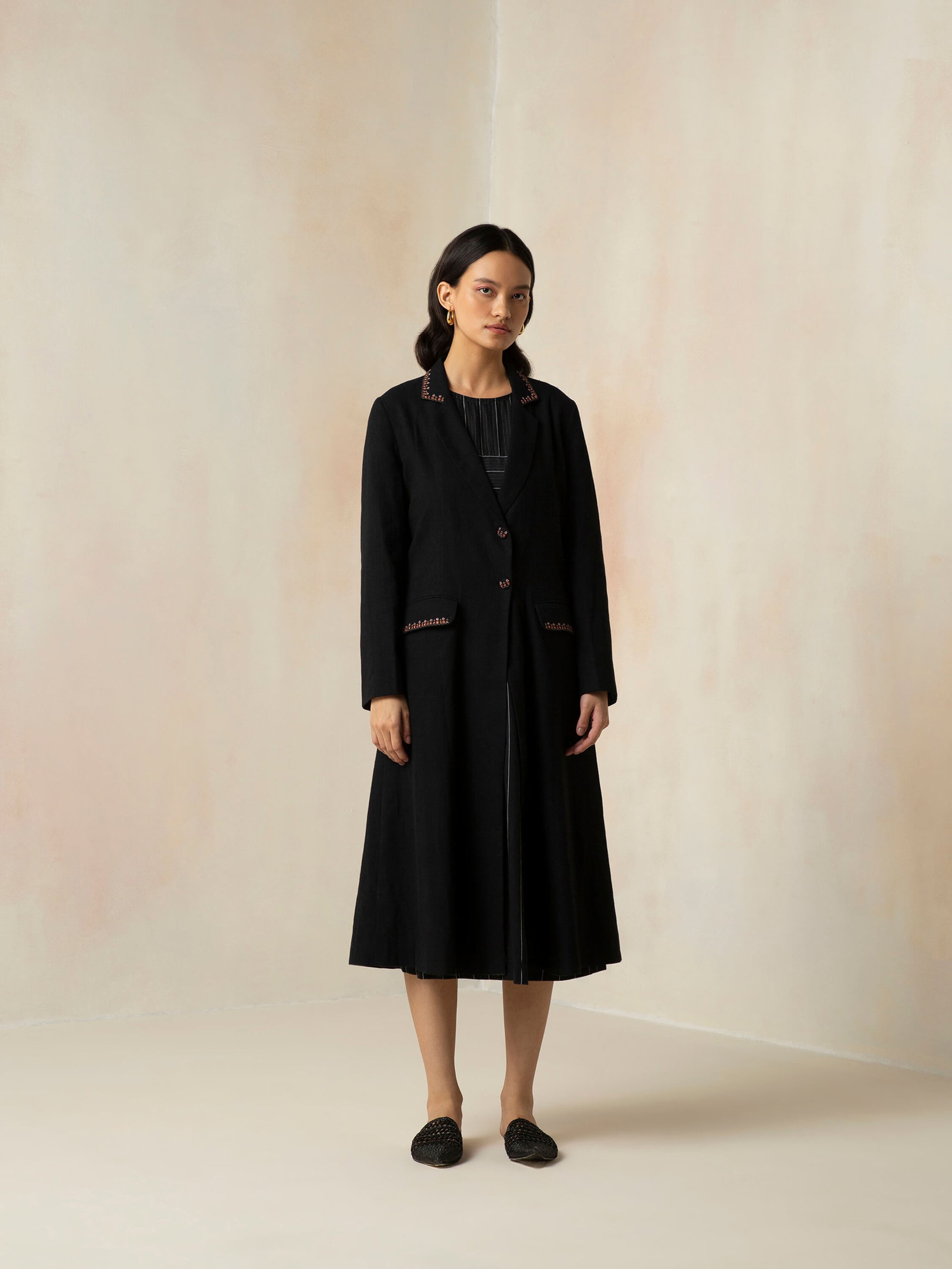 Midnight In Paris Coat: Exquisite Embroidered Longline Coat