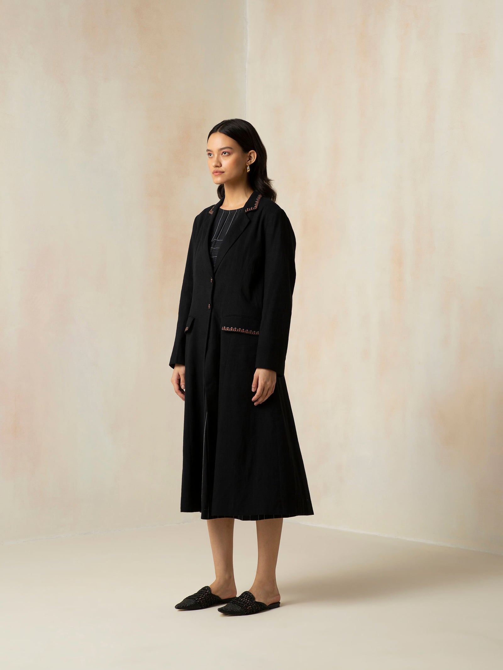 Midnight In Paris Coat: Exquisite Embroidered Longline Coat