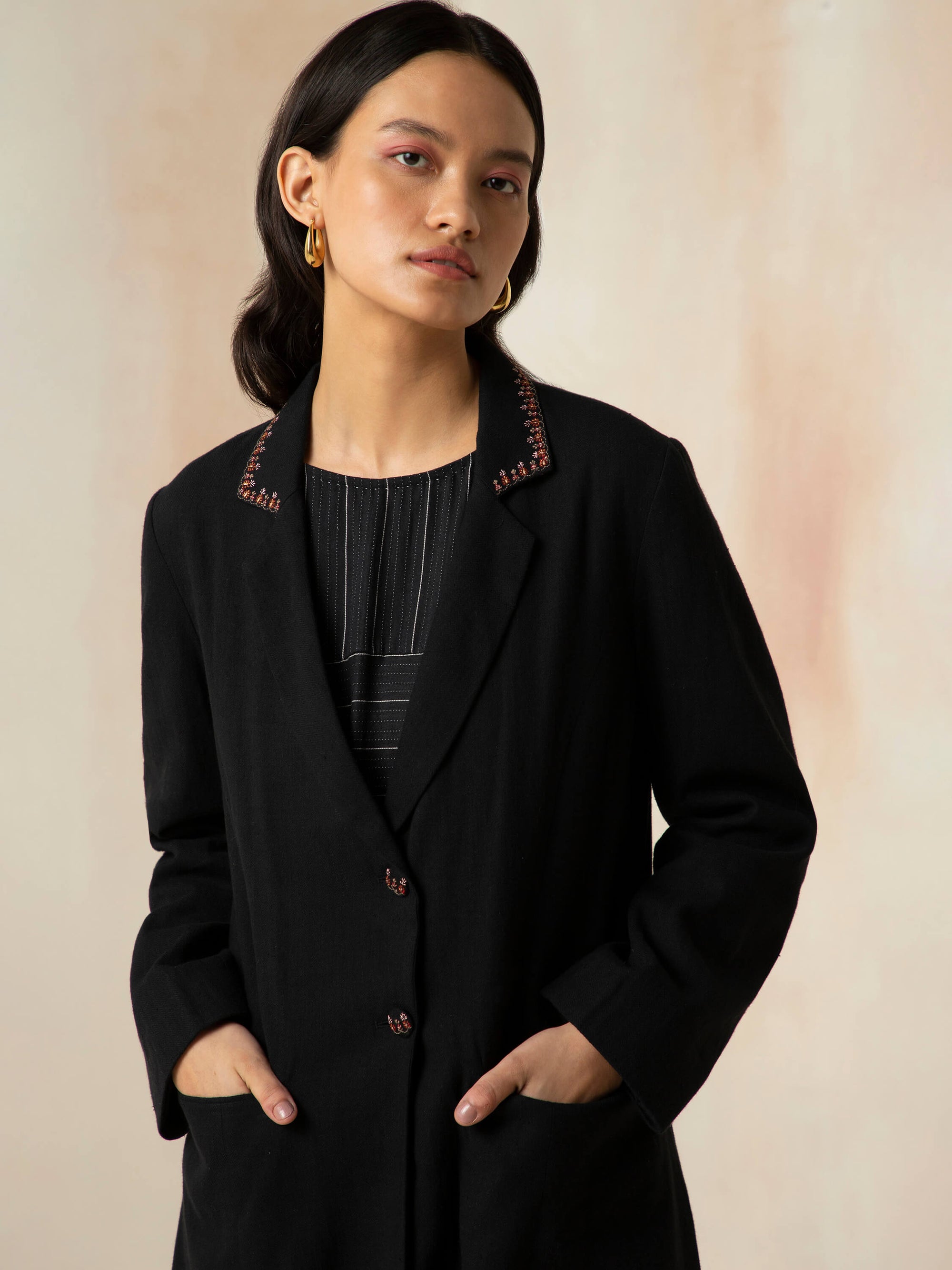 Midnight In Paris Coat: Exquisite Embroidered Longline Coat