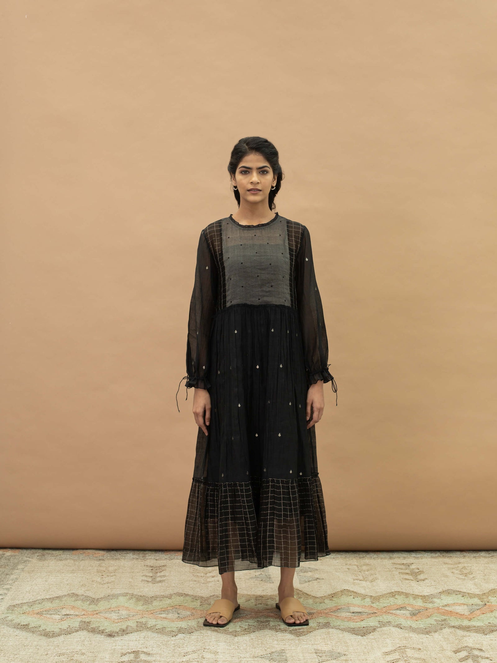 Nightfall Glimmer Dress: Buy Elegant Hand-Embroidered Midi Dress