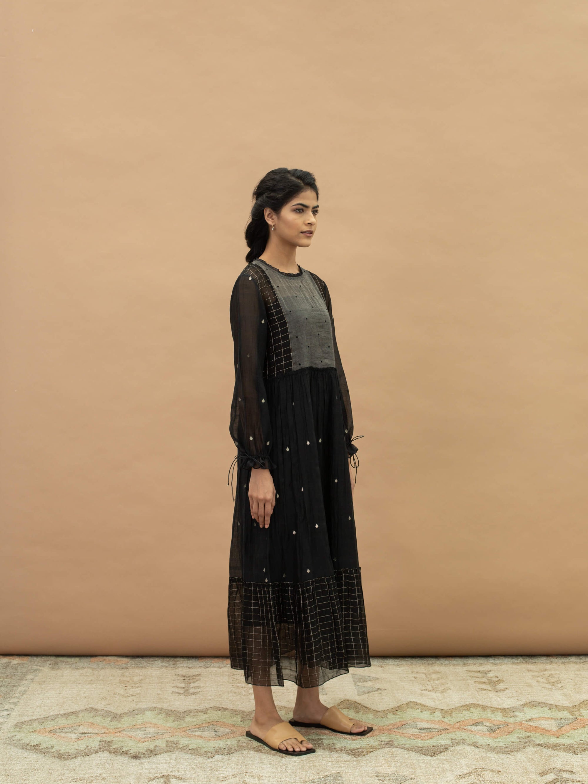 Nightfall Glimmer Dress: Buy Elegant Hand-Embroidered Midi Dress