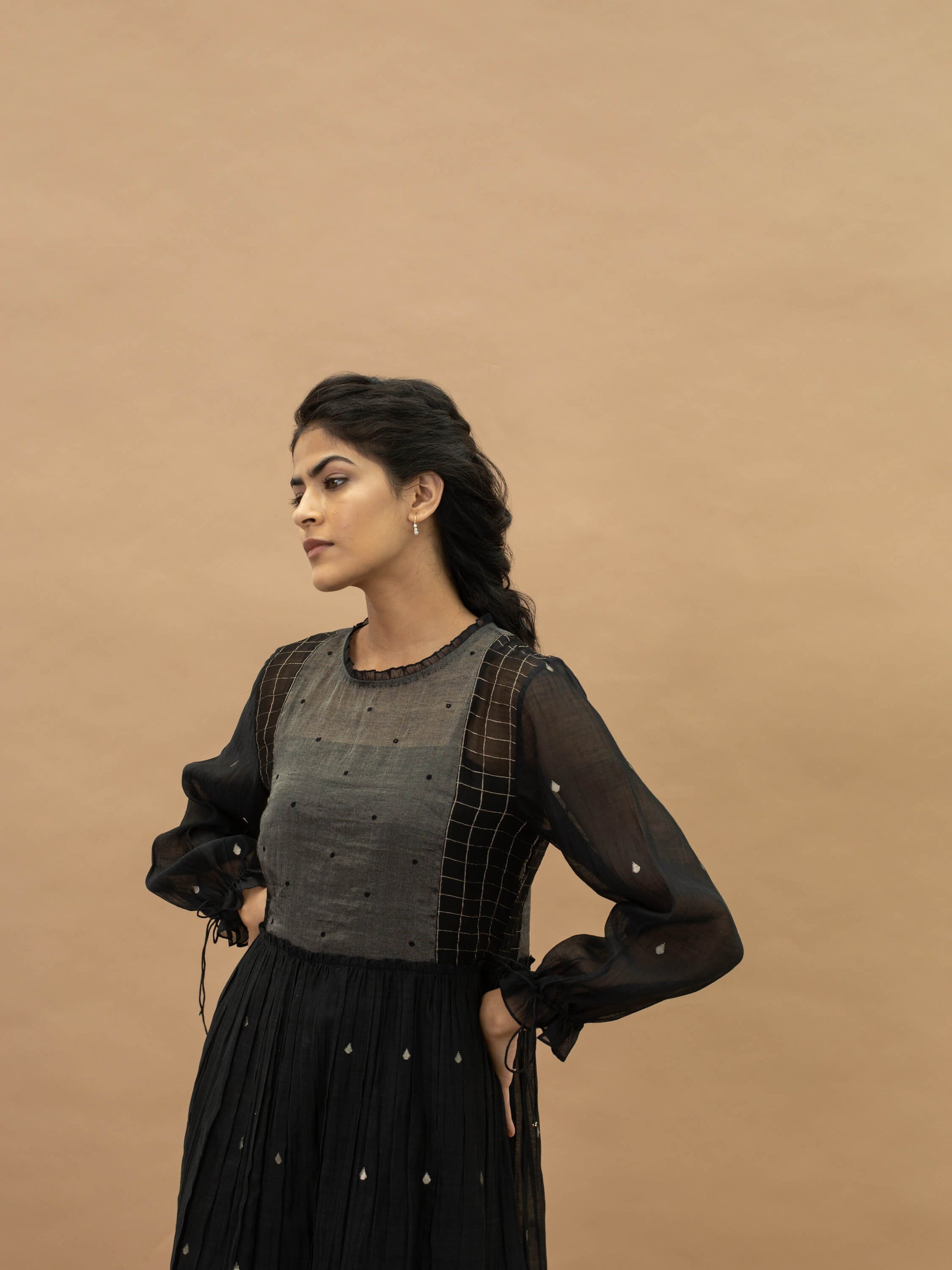 Nightfall Glimmer Dress: Buy Elegant Hand-Embroidered Midi Dress