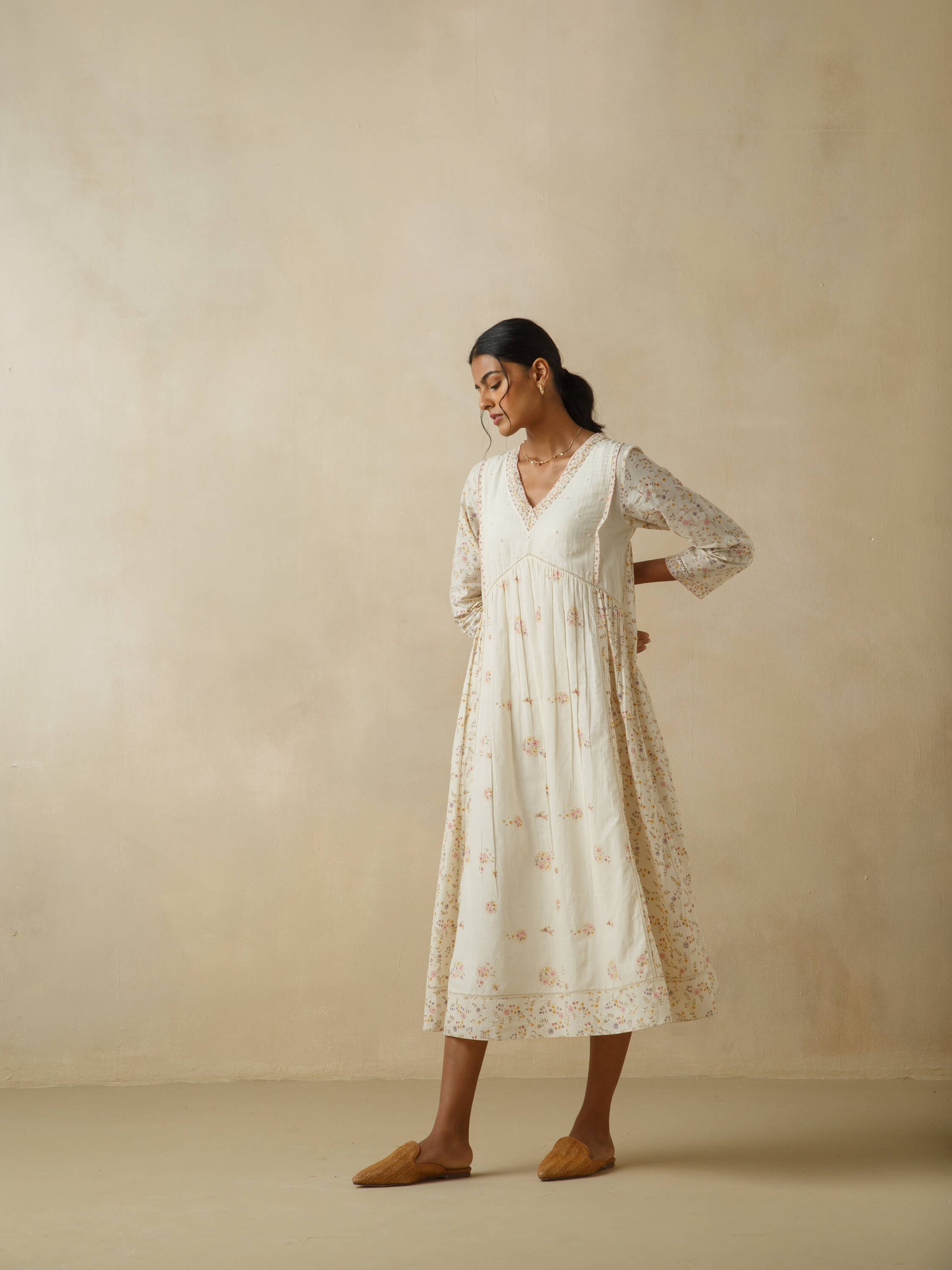 One World Dress: Bohemian Lace & Block Print Maxi Dress