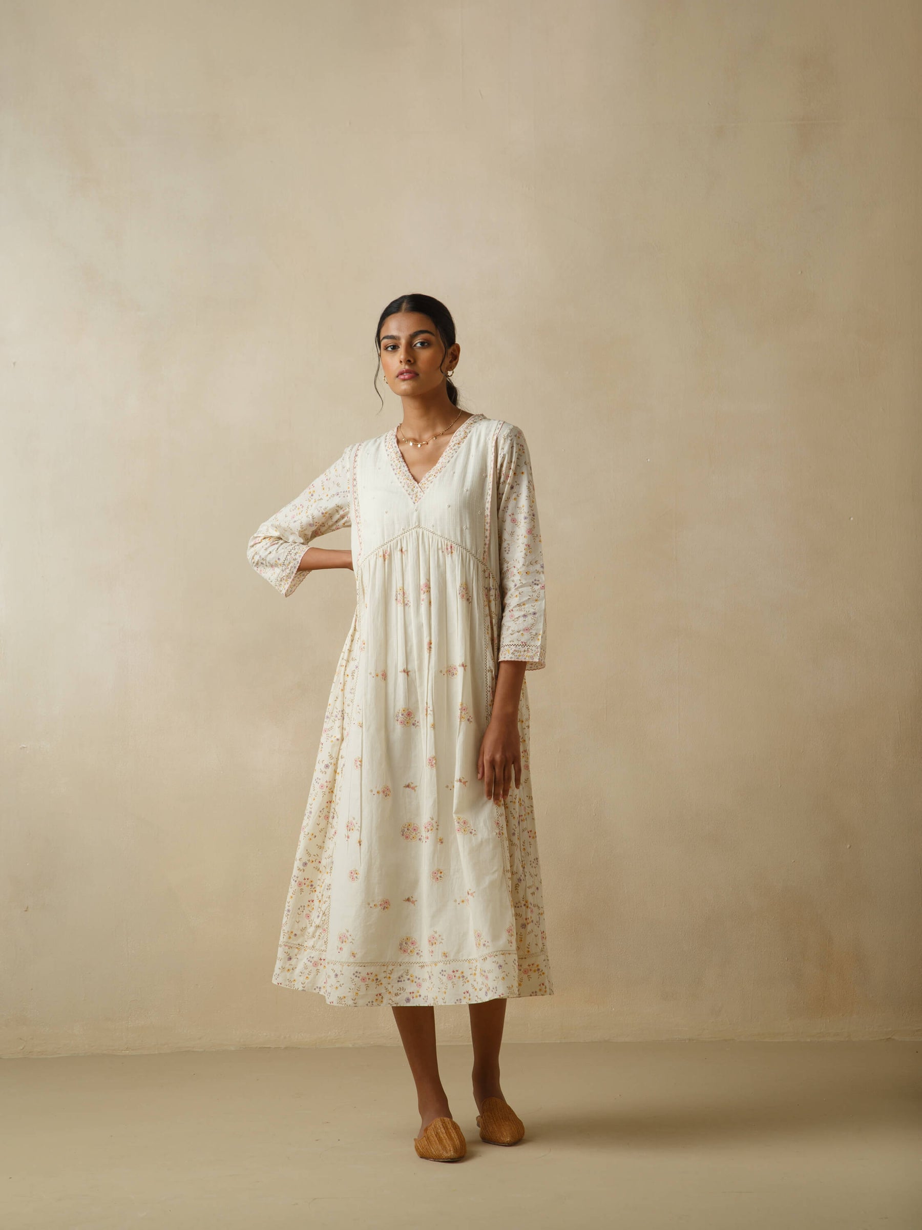 One World Dress: Bohemian Lace & Block Print Maxi Dress