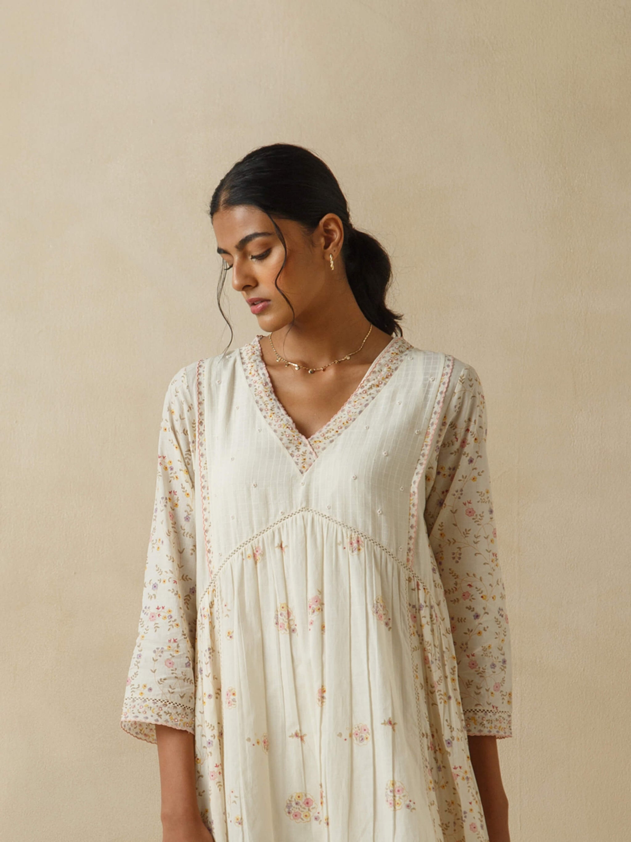 One World Dress: Bohemian Lace & Block Print Maxi Dress