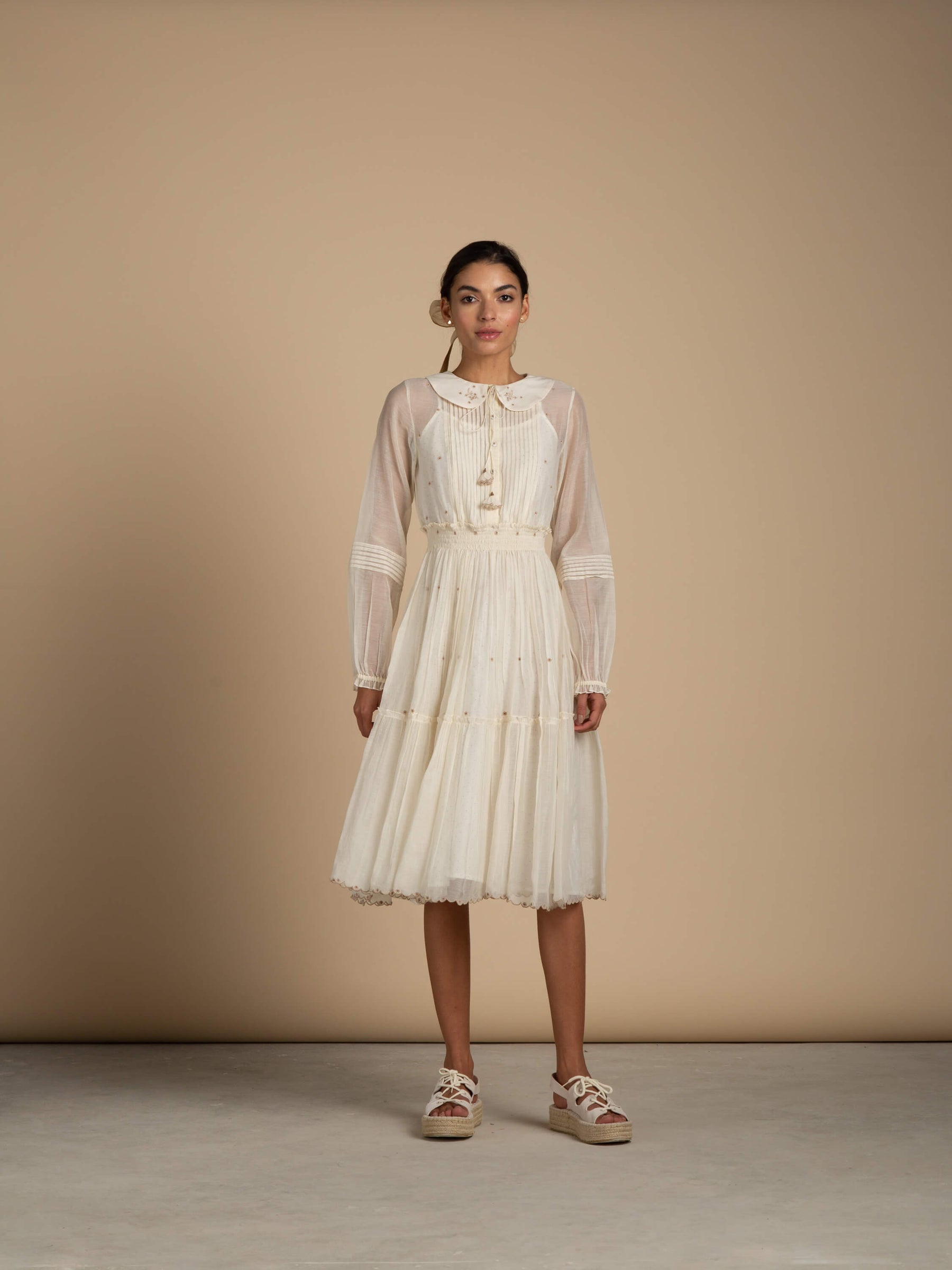 Poets And Poems Dress: Romantic Lace & Embroidery Cotton Dress