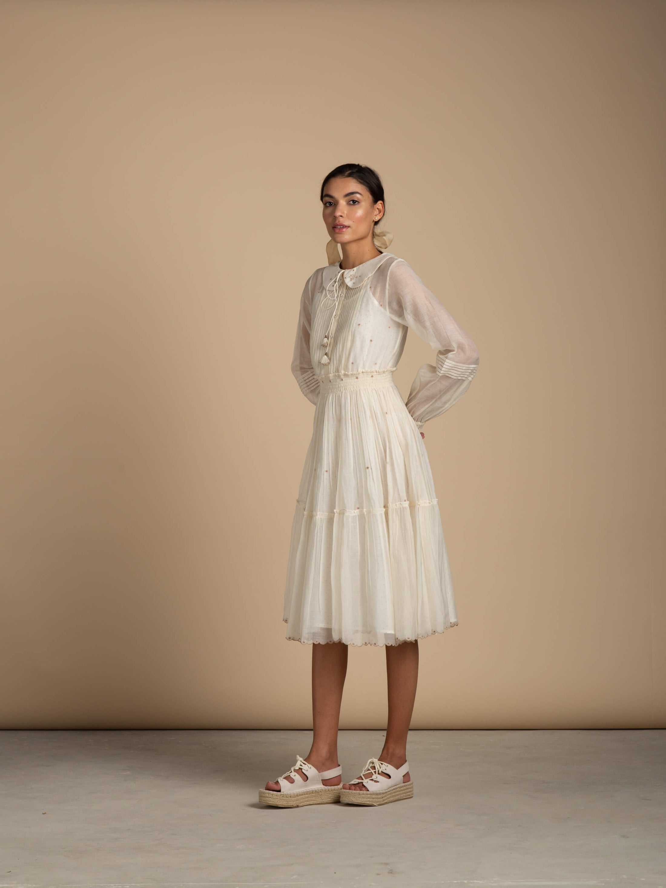Poets And Poems Dress: Romantic Lace & Embroidery Cotton Dress