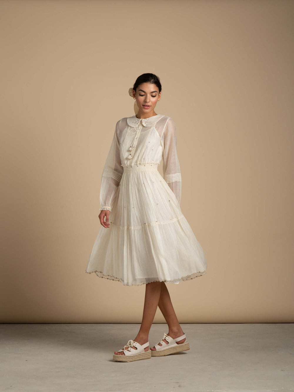 Poets And Poems Dress: Romantic Lace & Embroidery Cotton Dress