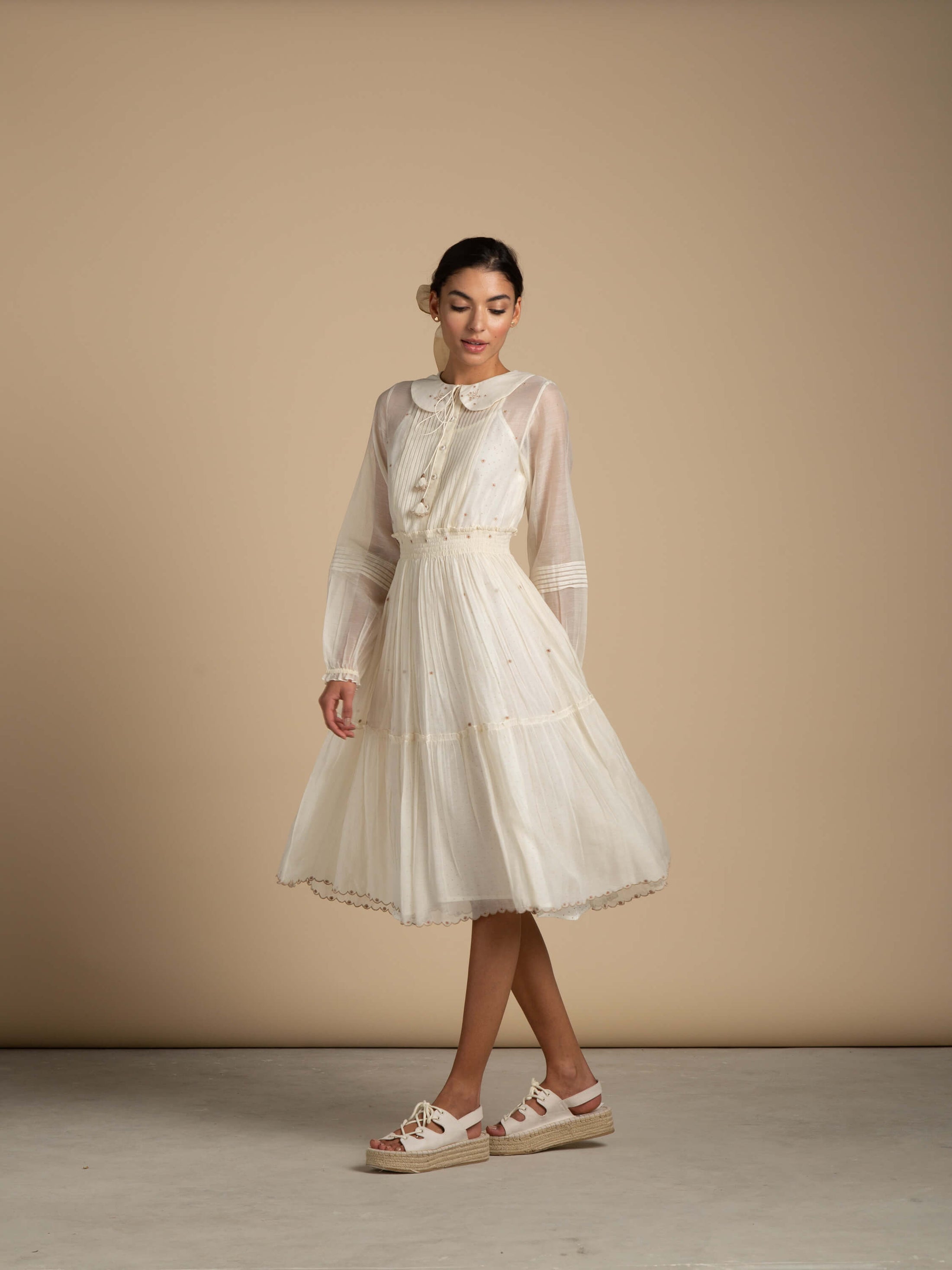 Poets And Poems Dress: Romantic Lace & Embroidery Cotton Dress