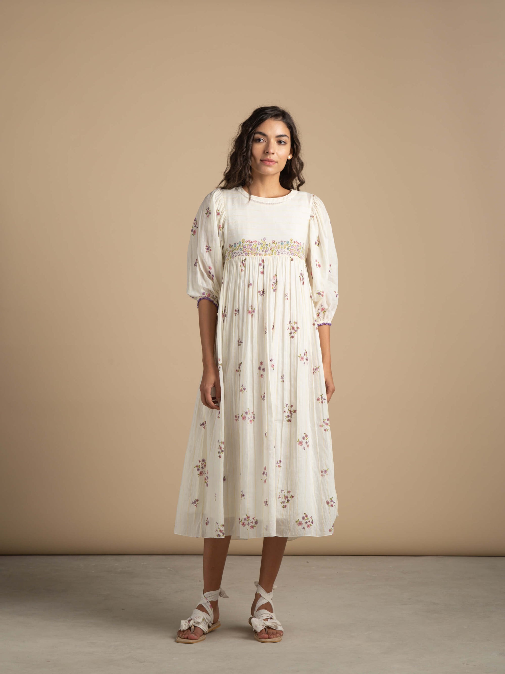 Savannah Dress: Floral Hand Block Printed Maxi Dress