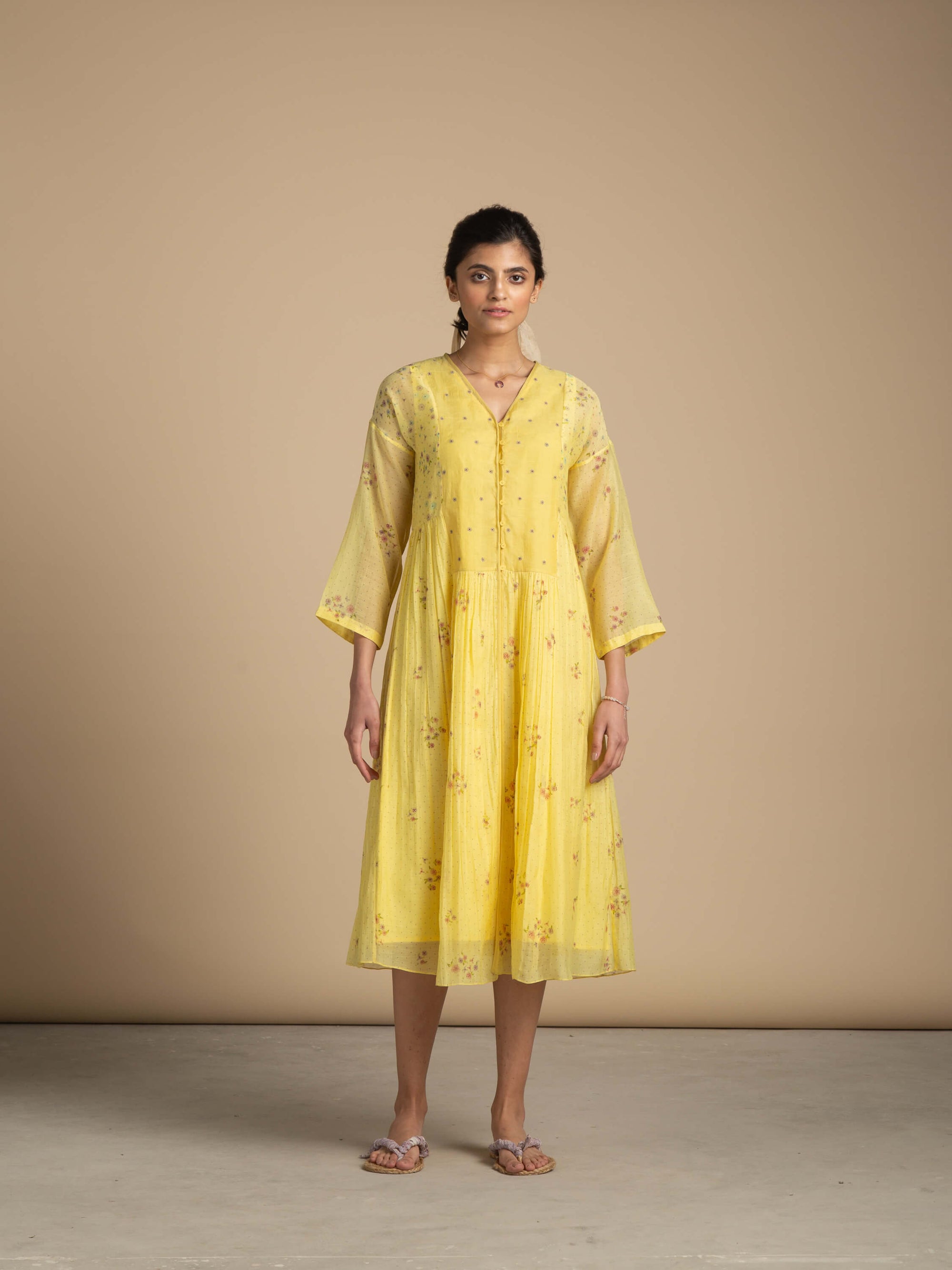 Summer Dandelions Dress: Shop Exquisite Chanderi Dresses