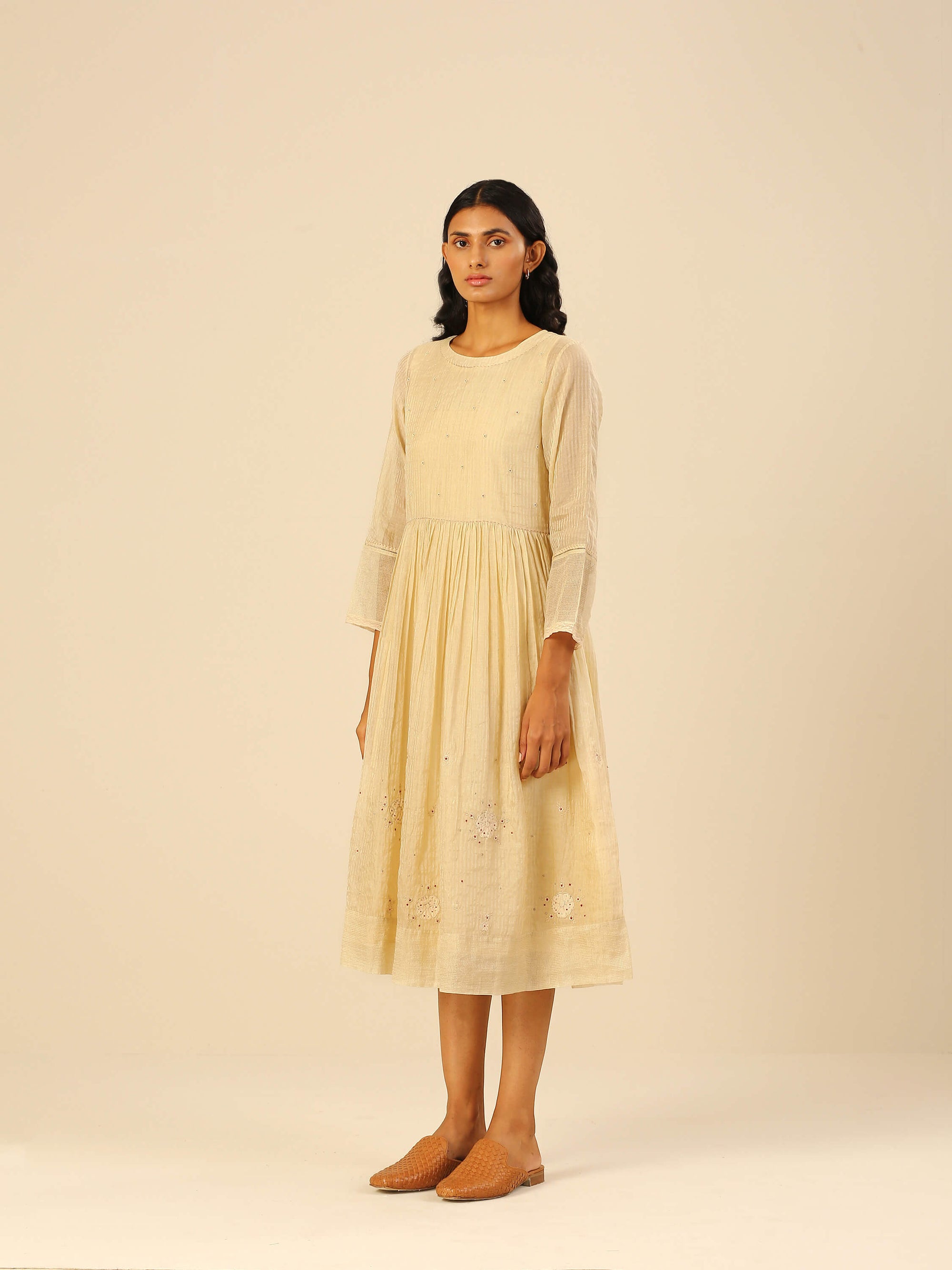 Vision Of Peace Midi Dress: Elegant Embroidered Style