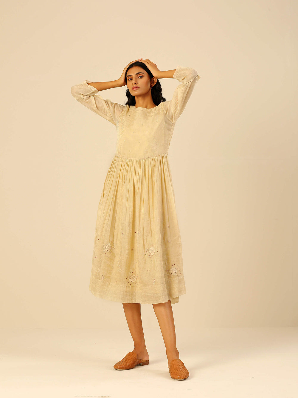 Vision Of Peace Midi Dress: Elegant Embroidered Style