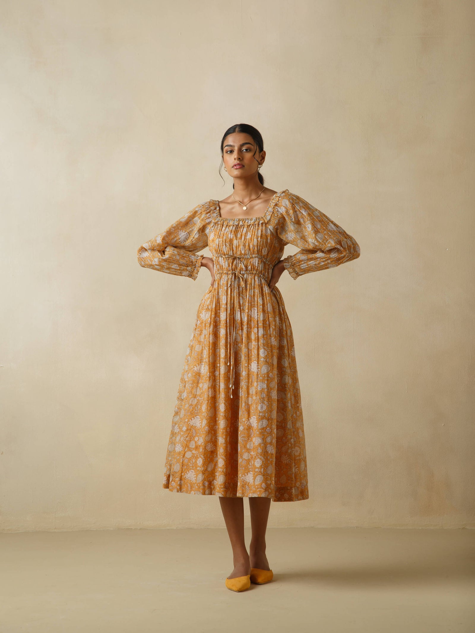 Voyager Midi Dress: Effortless Cotton Chanderi Dress | Buna Studio