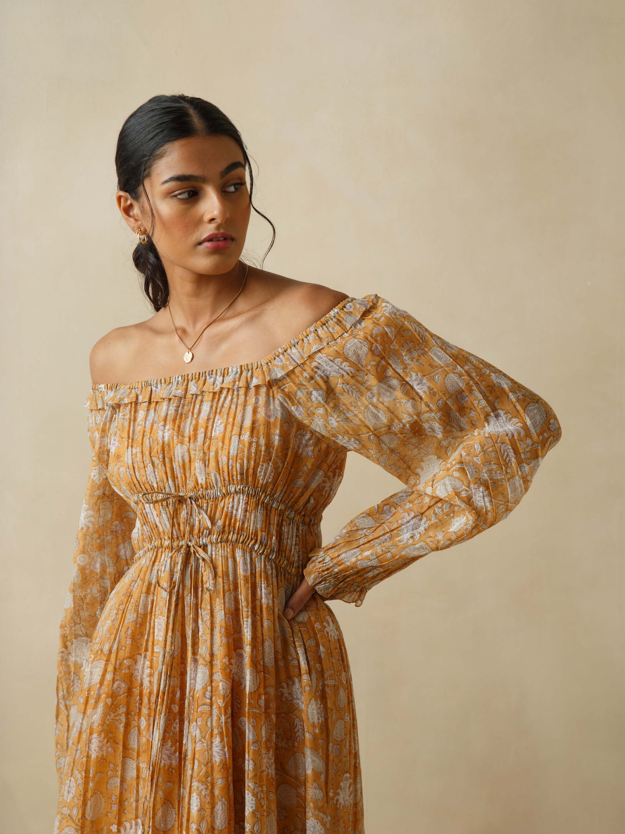 Voyager Midi Dress: Effortless Cotton Chanderi Dress | Buna Studio