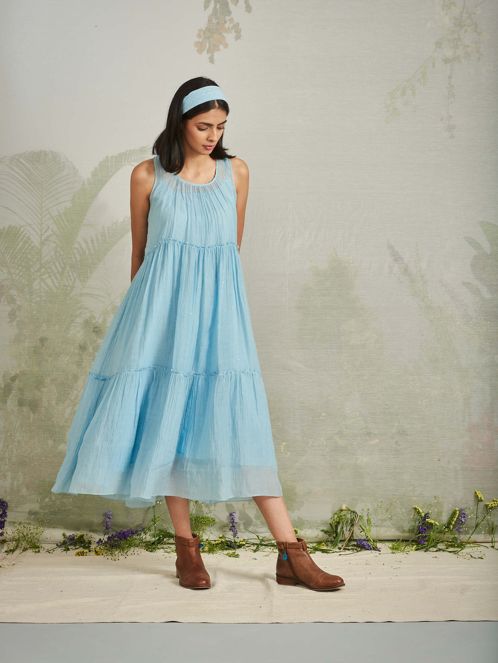 Blue Notes Dress: Sparkle & Twirl in This Playful Tiered Dress