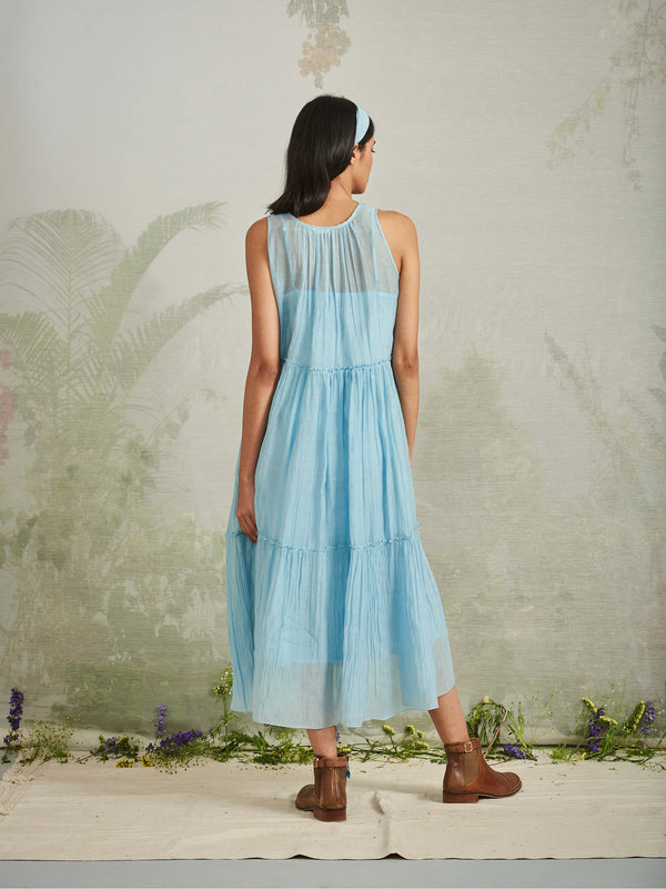 Blue Notes Dress: Sparkle & Twirl in This Playful Tiered Dress