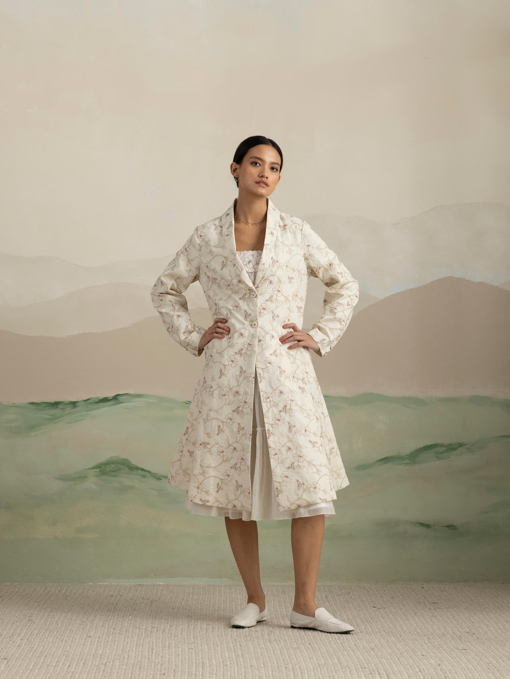 Ikigai Wool Coat: Shop Elegant Embroidered Chintz