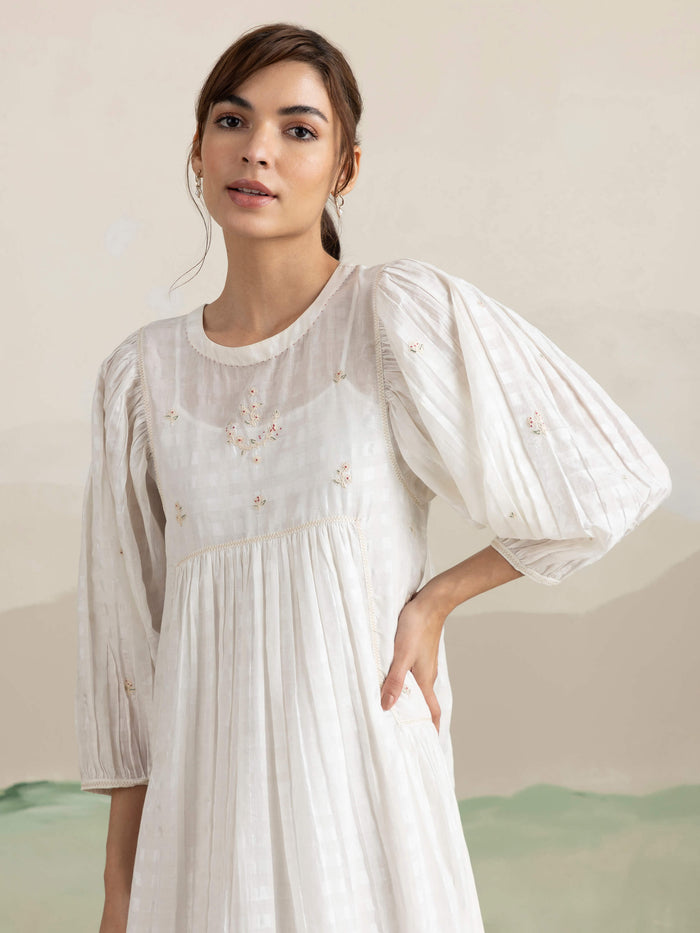 Tea Ceremony Midi Dress: Effortless Style in Handwoven Cotton