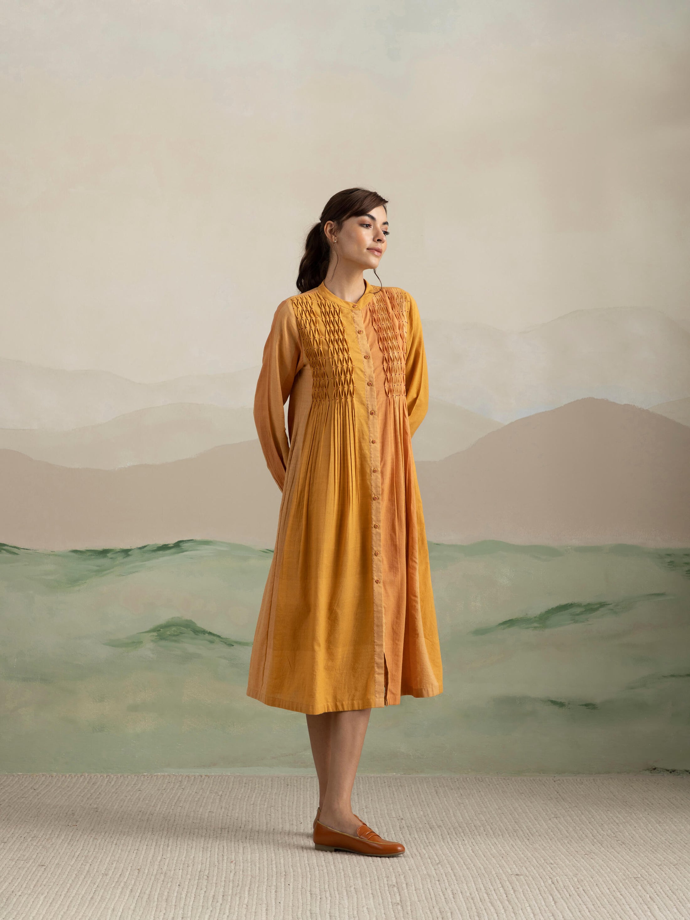Autumn Leaves Smock Midi Dress: Shop Chic Silk Dresses